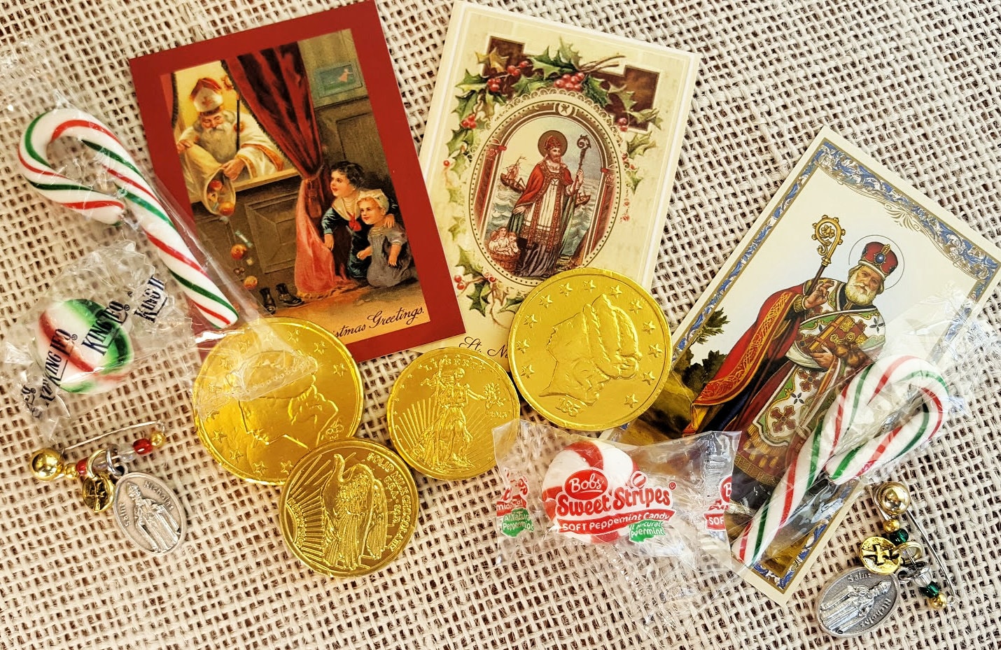 St. Nicholas Treat Bag with Prayer Card Chocolate Coins | Etsy