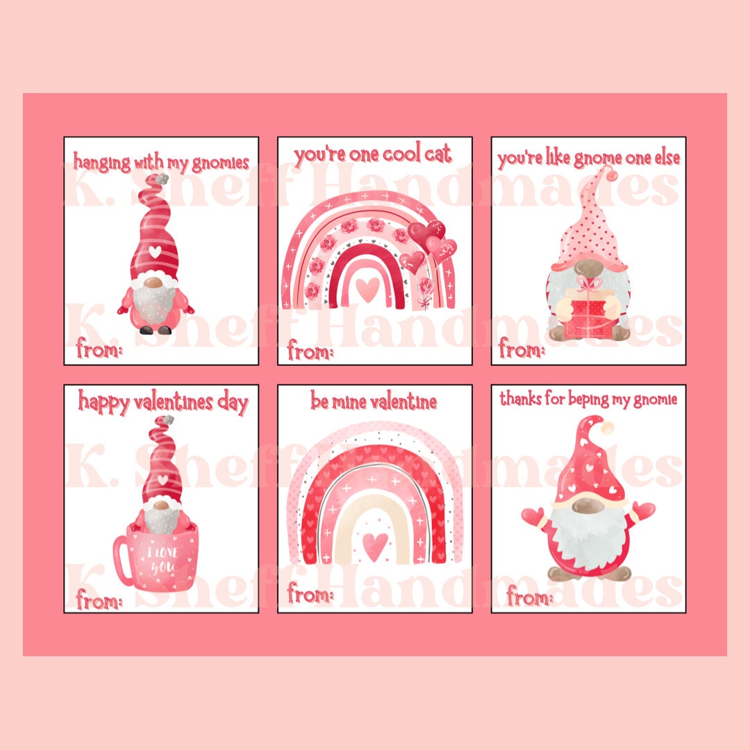 Printable Gnome Valentines Day Cards - Etsy