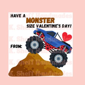 Printable Monster Truck Valentines Day Cards - Etsy