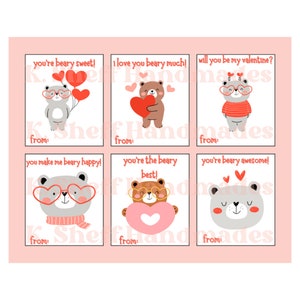 Printable Bear Valentines Day Cards - Etsy