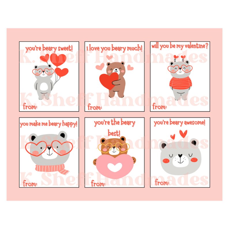 Printable Bear Valentines Day Cards - Etsy