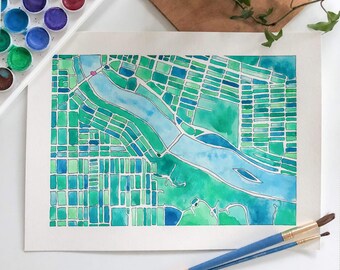 Painted map | Etsy