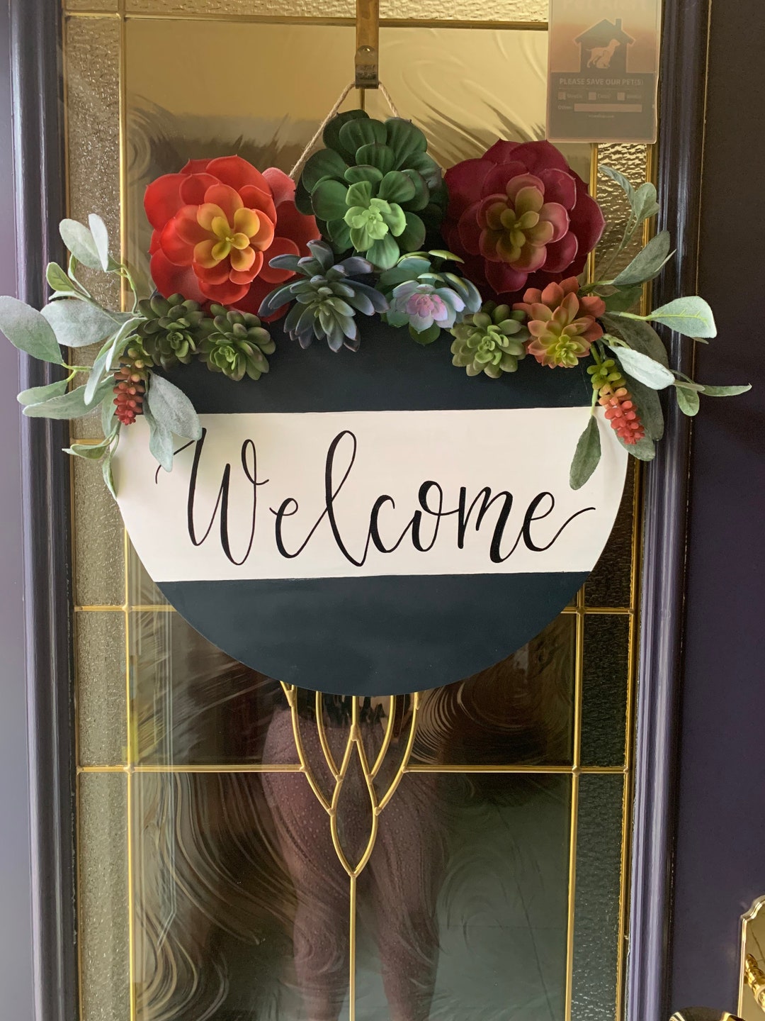 Wooden Round Welcome Door Sign - Etsy