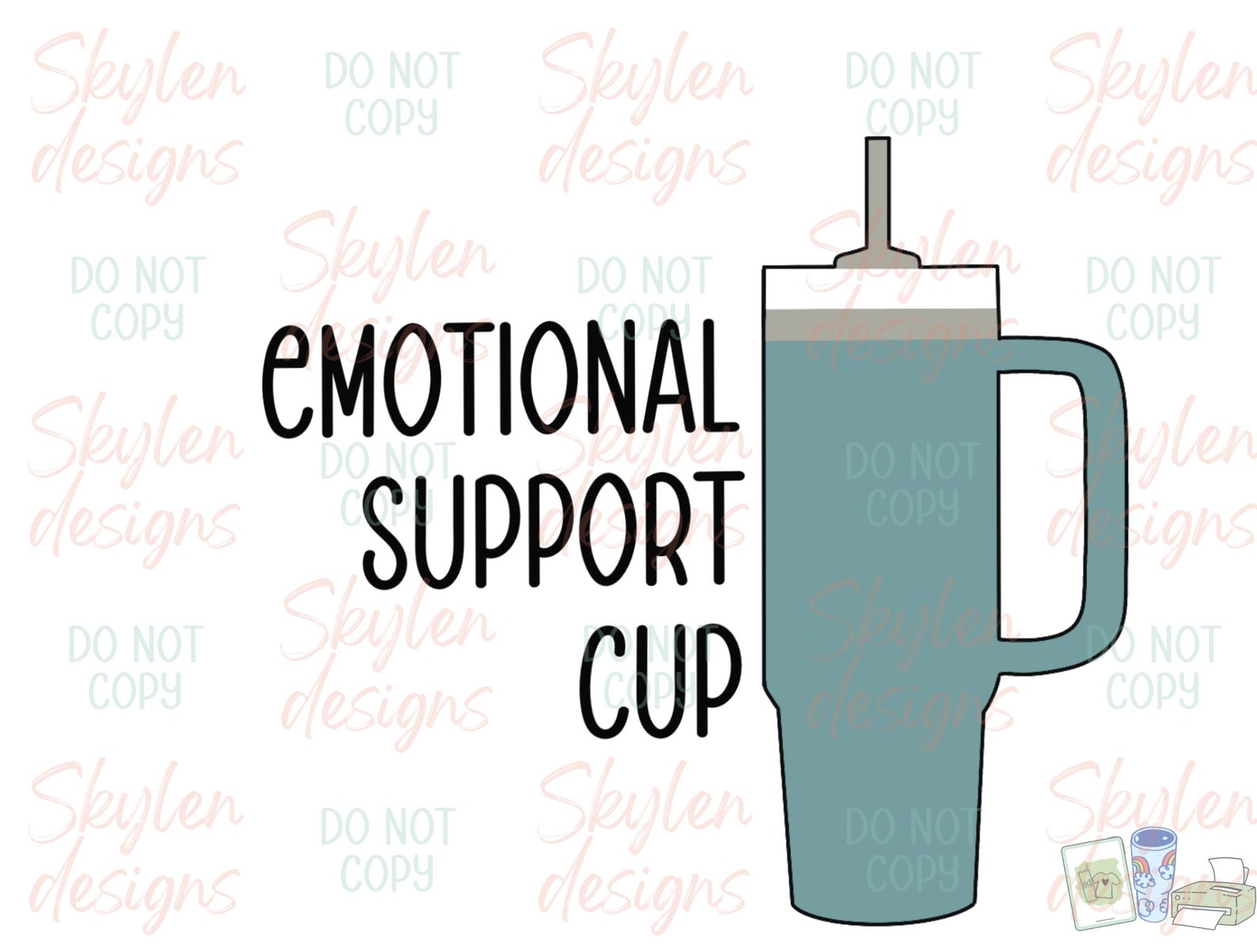 Emotional Support Cup PNG Digital Download | Hand Drawn | Sublimation ...