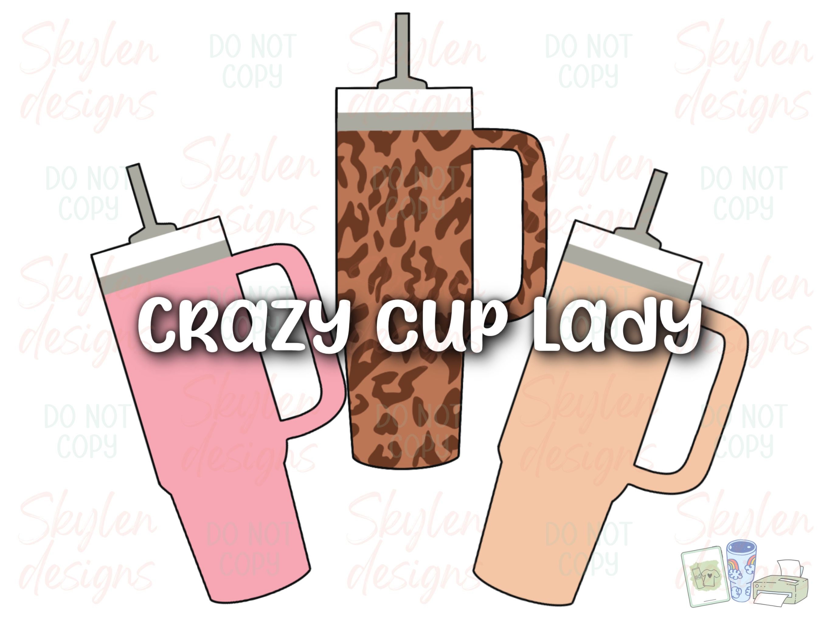 Crazy Cup Lady PNG Digital Download Hand Drawn Sublimation File ...