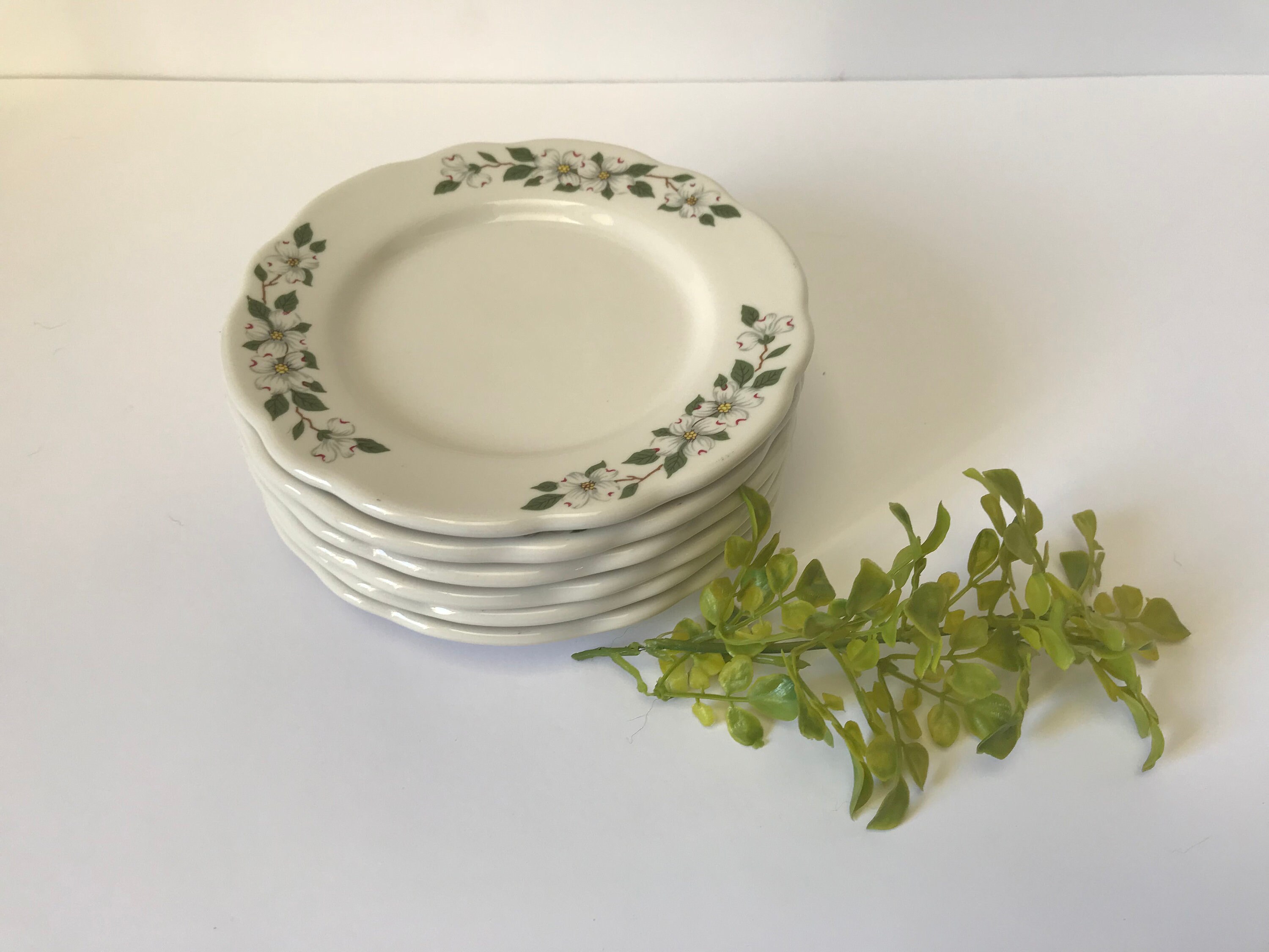 Six Dogwood Pattern Buffalo China Bread Dessert Plates 6 3/8 | Etsy