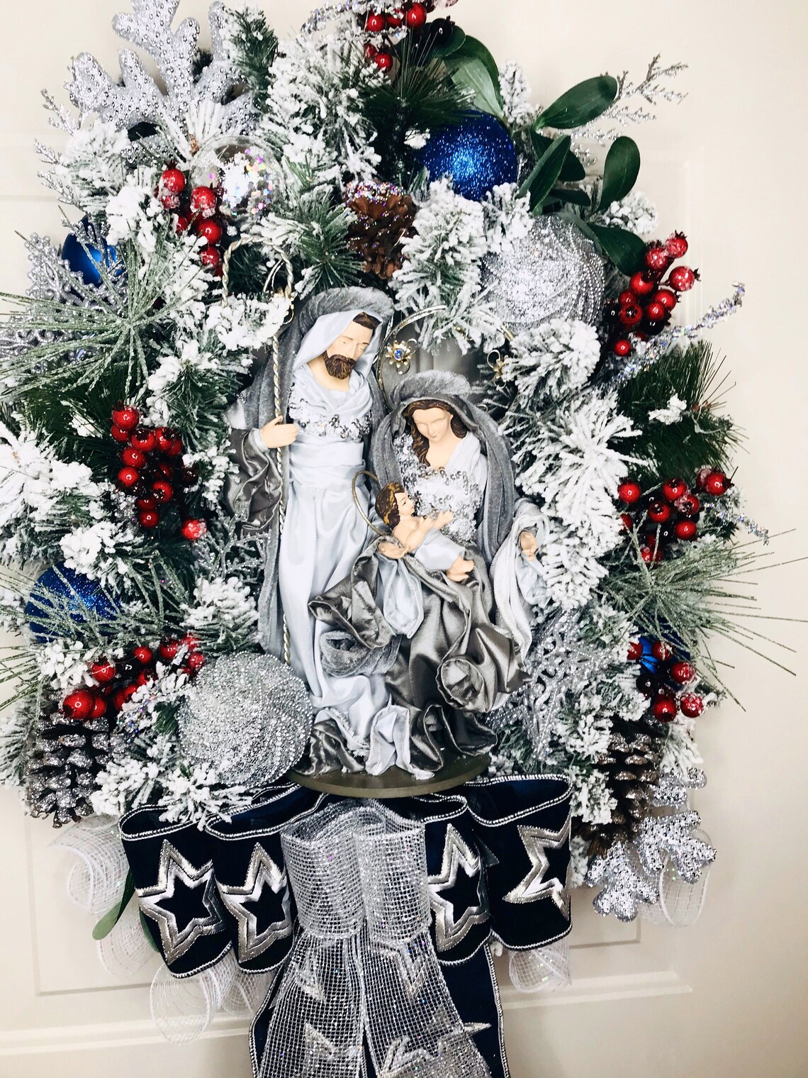 Christmas Wreath Nativity Wreath Nativity Decor Baby Jesus | Etsy