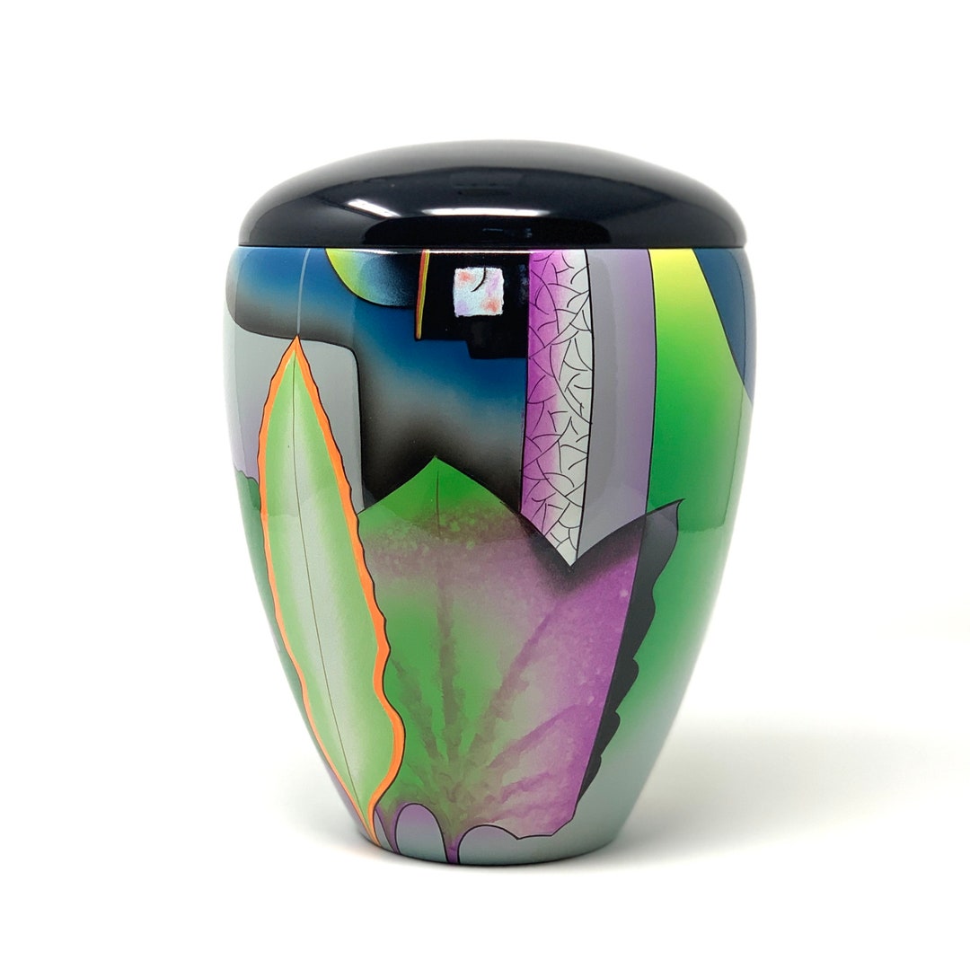 Fibreglass Unique Urn for Ashes Hand-painted Blue Green Cremation Urn ...