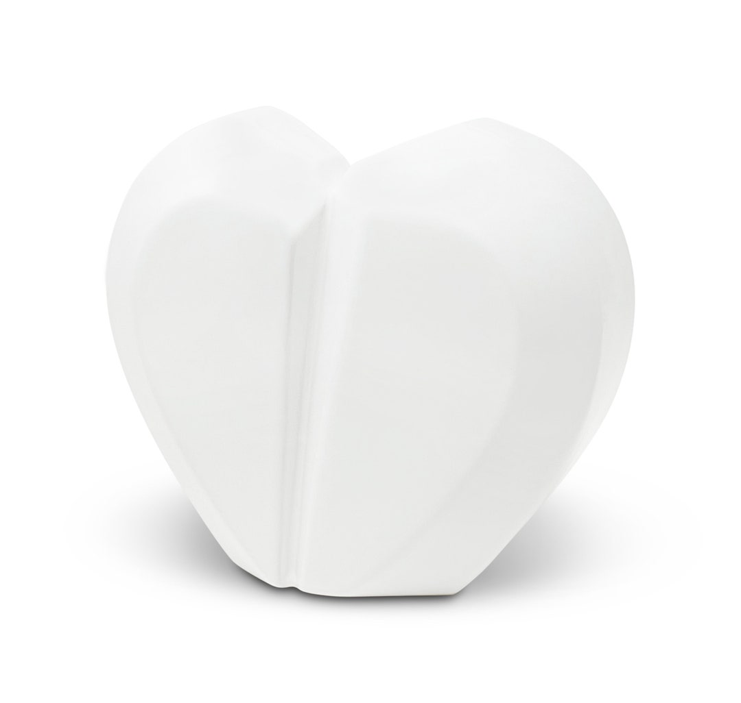 Modern White Ceramic Heart Cremation Urn: Memorial Ash Container - Etsy