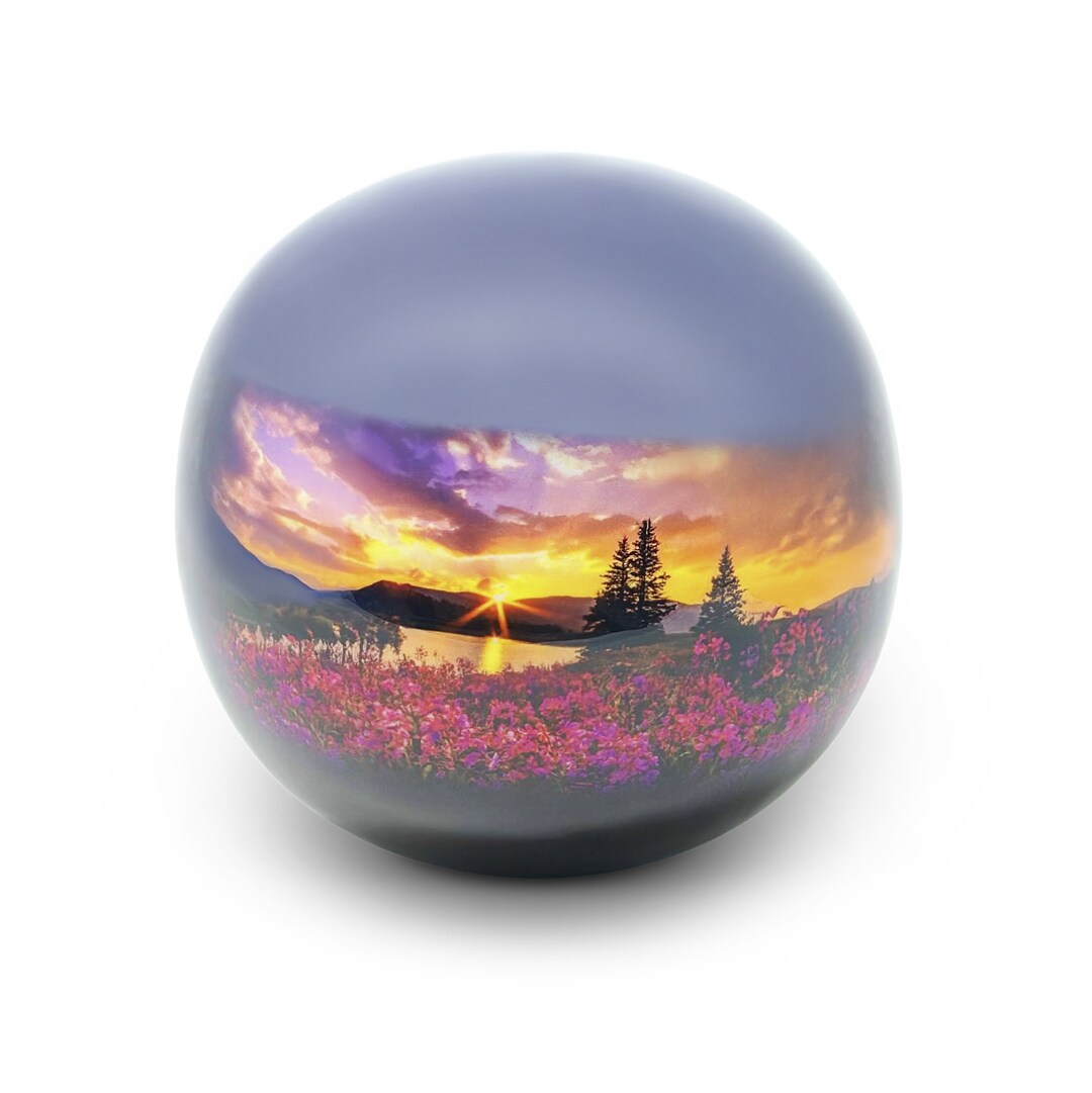 Sphere Metal Cremation Urn for Ashes Tree Sunrise Modern Urn for Ashes ...