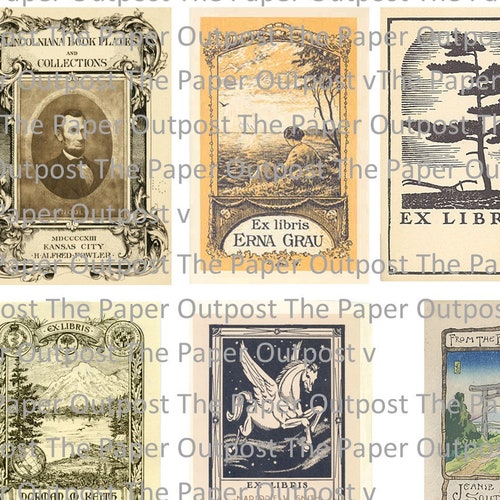 Bookplates Vintage Digital Printable Kit Digital Kit Digikit - Etsy