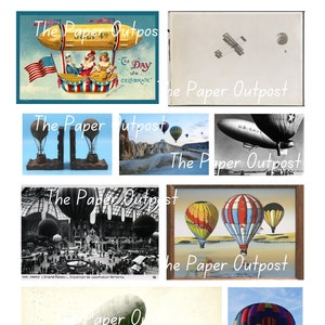 HOT AIR BALLOONS Vintage Digikit Digital Kit Digital Printable Digital ...