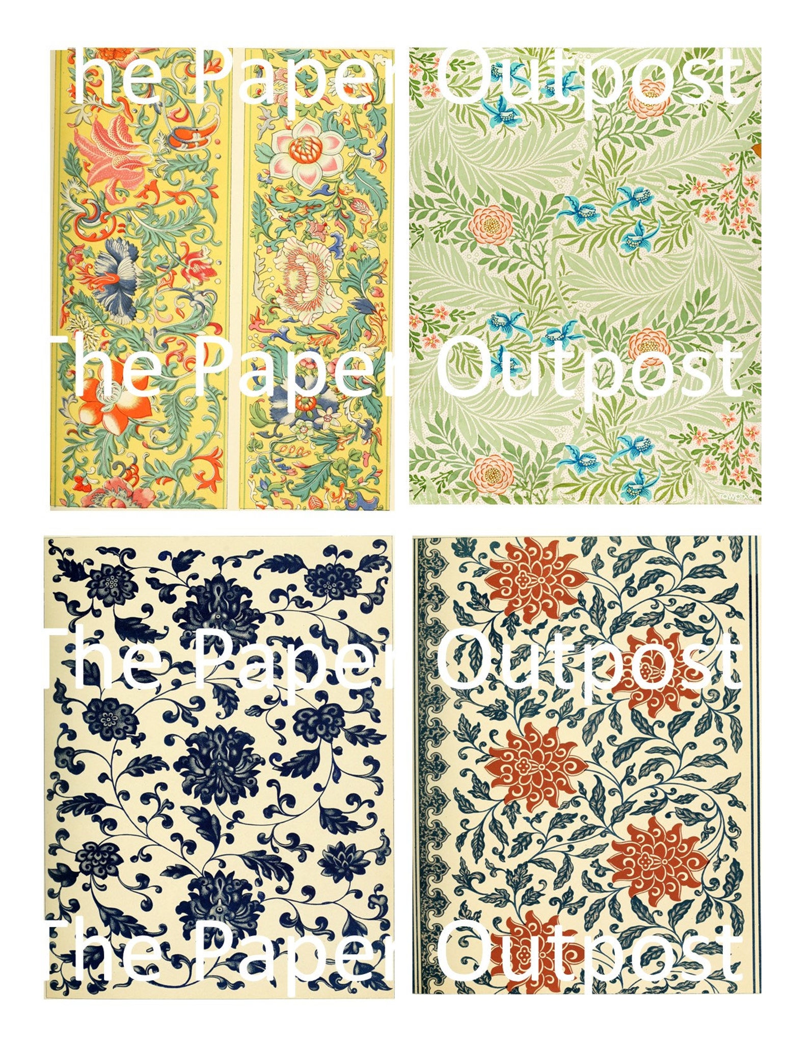 FLORAL MOTIFS Digikit Digital Printable Printables Digikits | Etsy