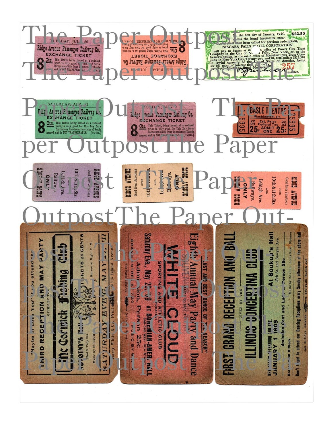 Tickets 1 Vintage Digital Printable Kit Old Tickets Vintage - Etsy