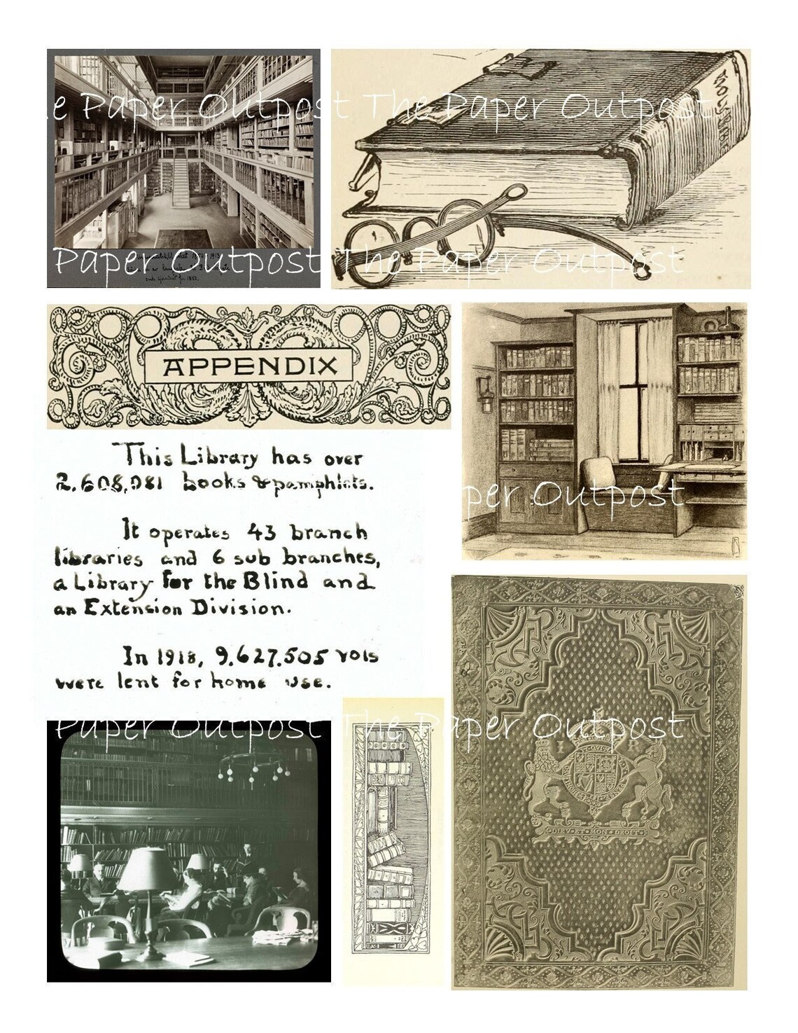 THE OLD LIBRARY Digikit Digital Printable Printables Digikits - Etsy