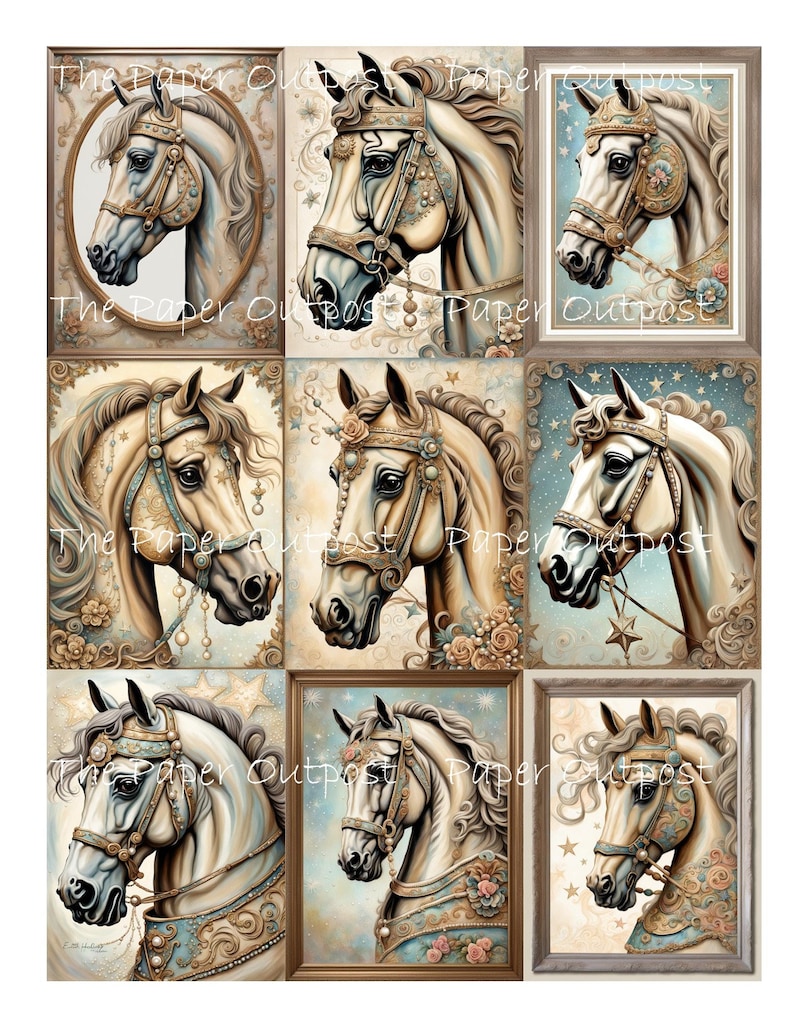 Vintage Carousel Horse Digikit: Printable Digital Art (digital Download ...