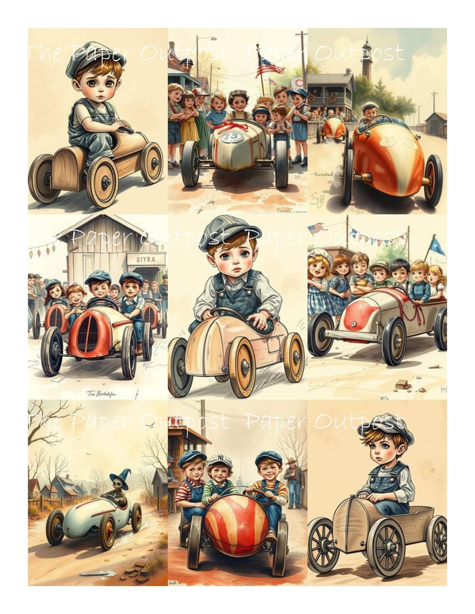 Soap Box Derby Digikit: Vintage Style Car Racing (digital Printable) - Etsy