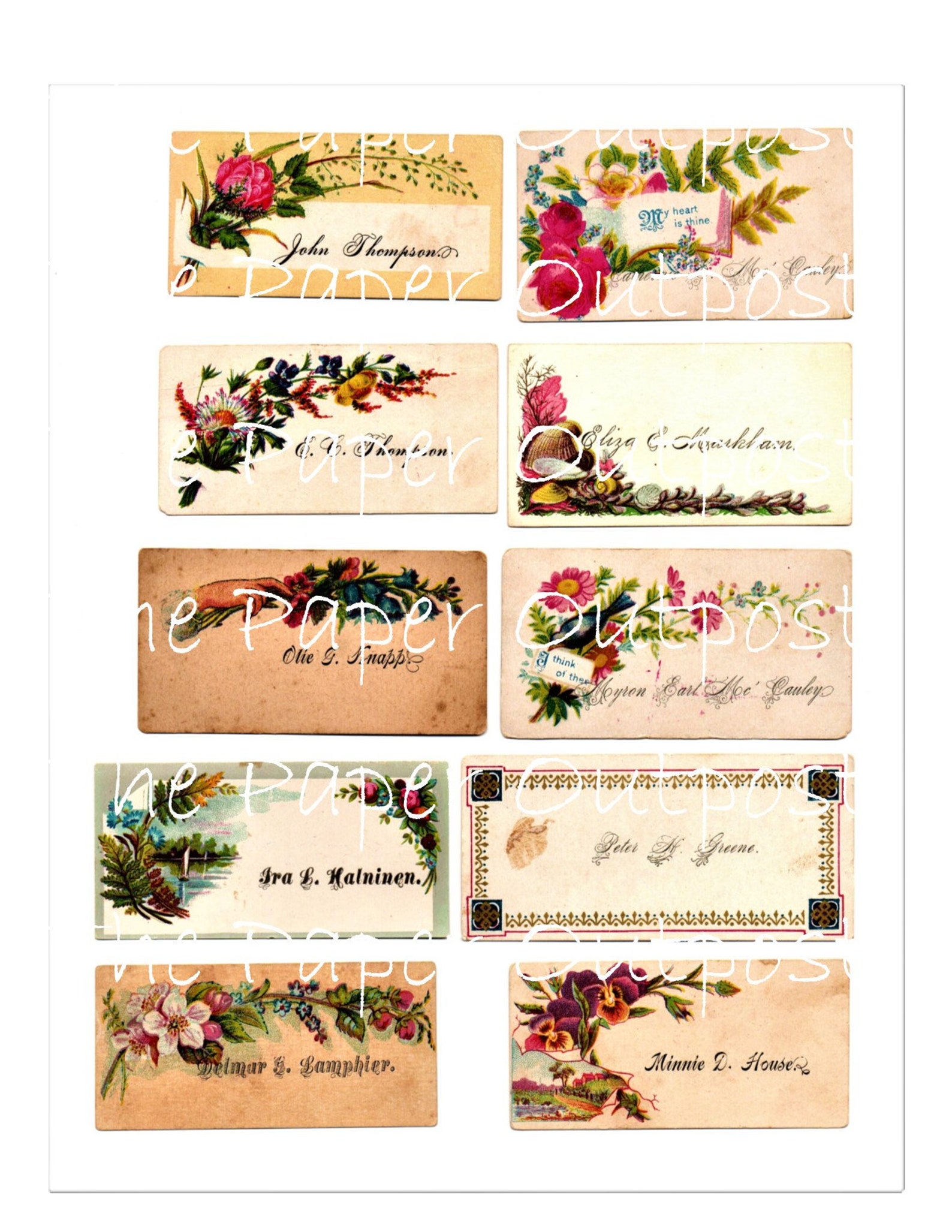 Victorian Calling Cards Digital Printable Kit 50 Cards for - Etsy