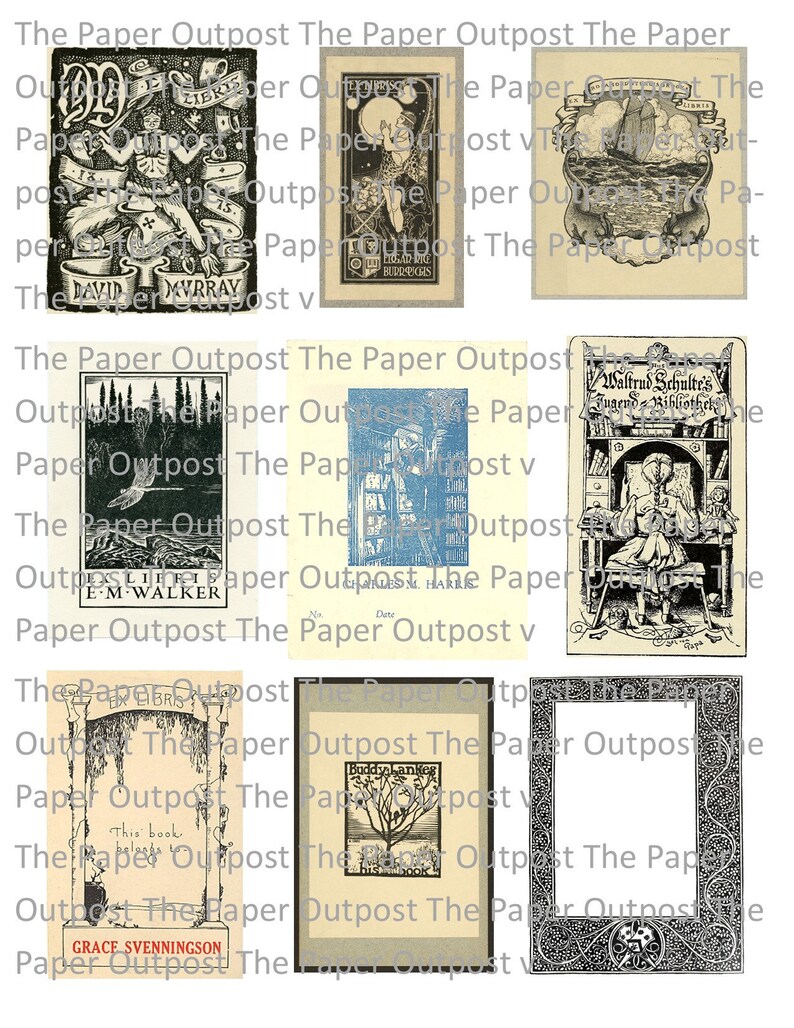Bookplates Vintage Digital Printable Kit Digital Kit Digikit - Etsy UK