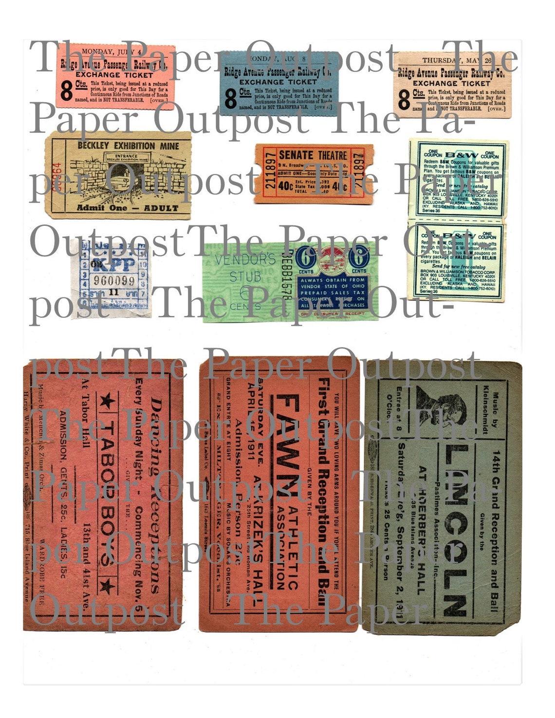 Tickets 1 Vintage Digital Printable Kit Old Tickets Vintage - Etsy