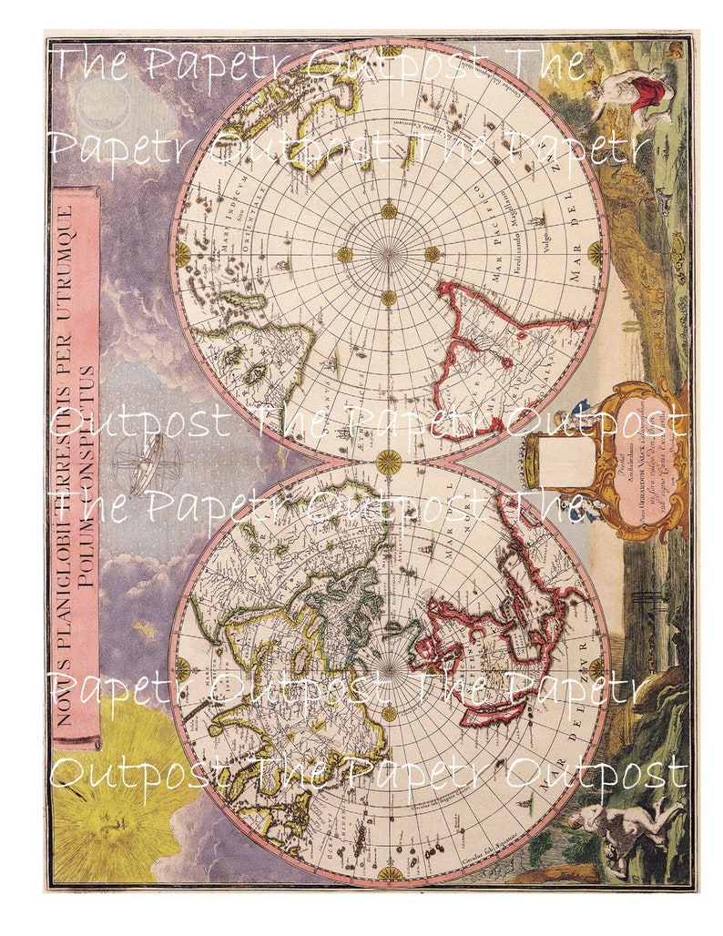 Antique Maps Digital Kit: Vintage World Map Images (digital Download ...