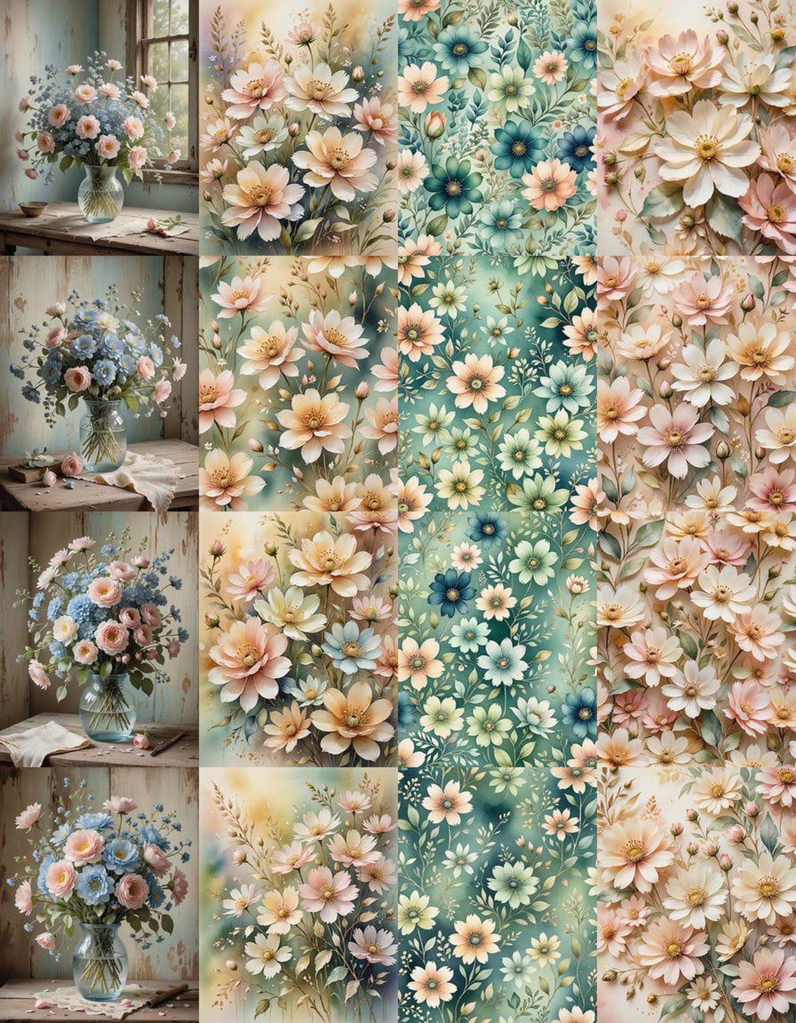 Spring Flowers Digital Paper: Floral Botanical Printable (digikit) - Etsy