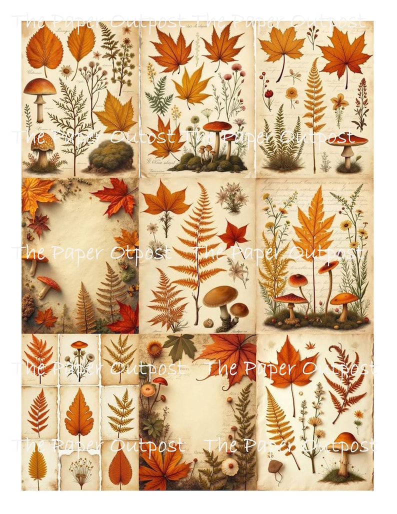 Orange Fall Leaves Digikit Digital Printable Digital Fall Leaf, Autumn ...