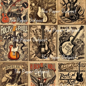 Rock and Roll Guitar Printable Images: Vintage Music Digikit (digital ...