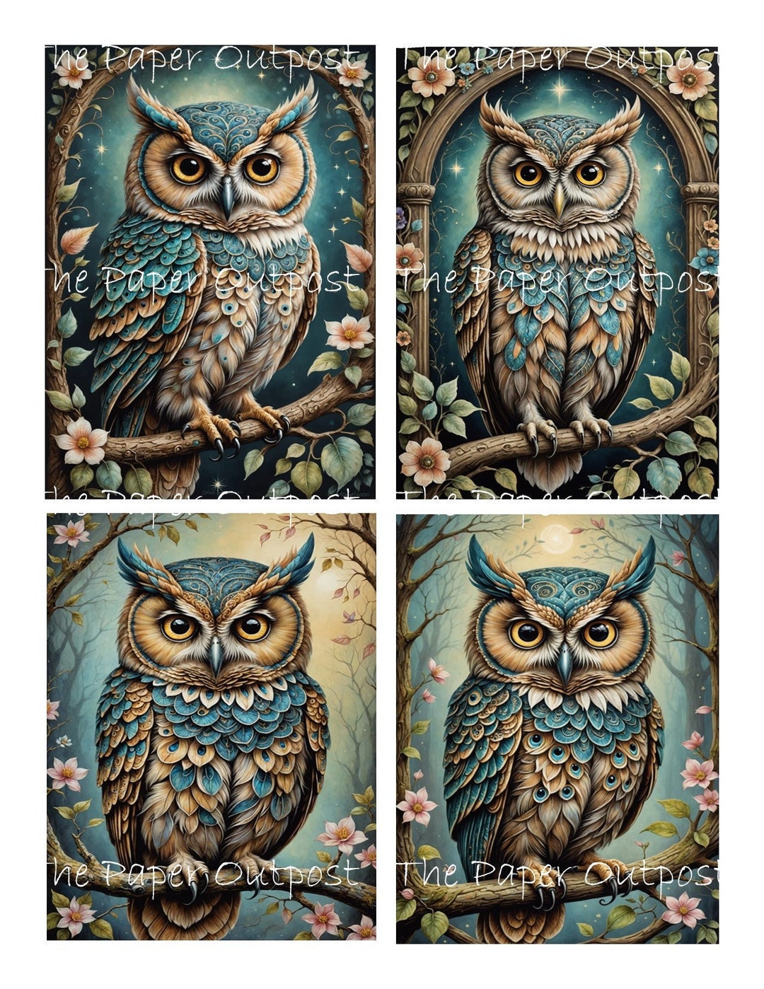 Magical Owl Printable Images: Vintage Style Digikit (digital Download ...