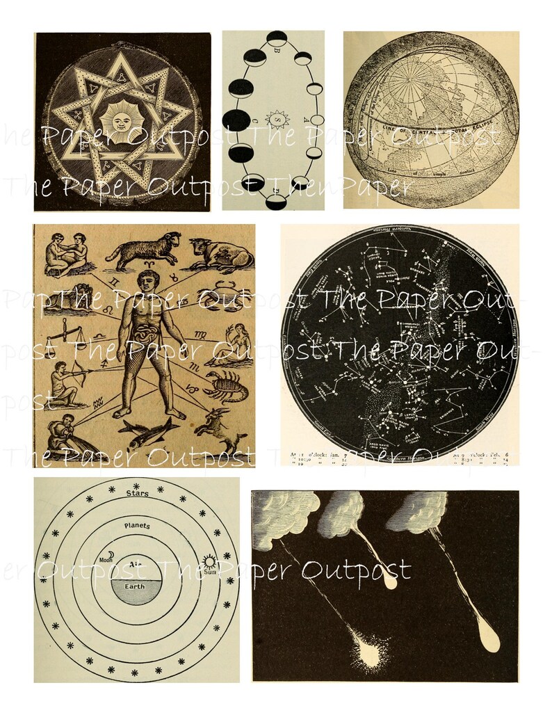 Celestial Vintage Ephemera: Sun, Moon & Stars (digital Kit) - Etsy Canada