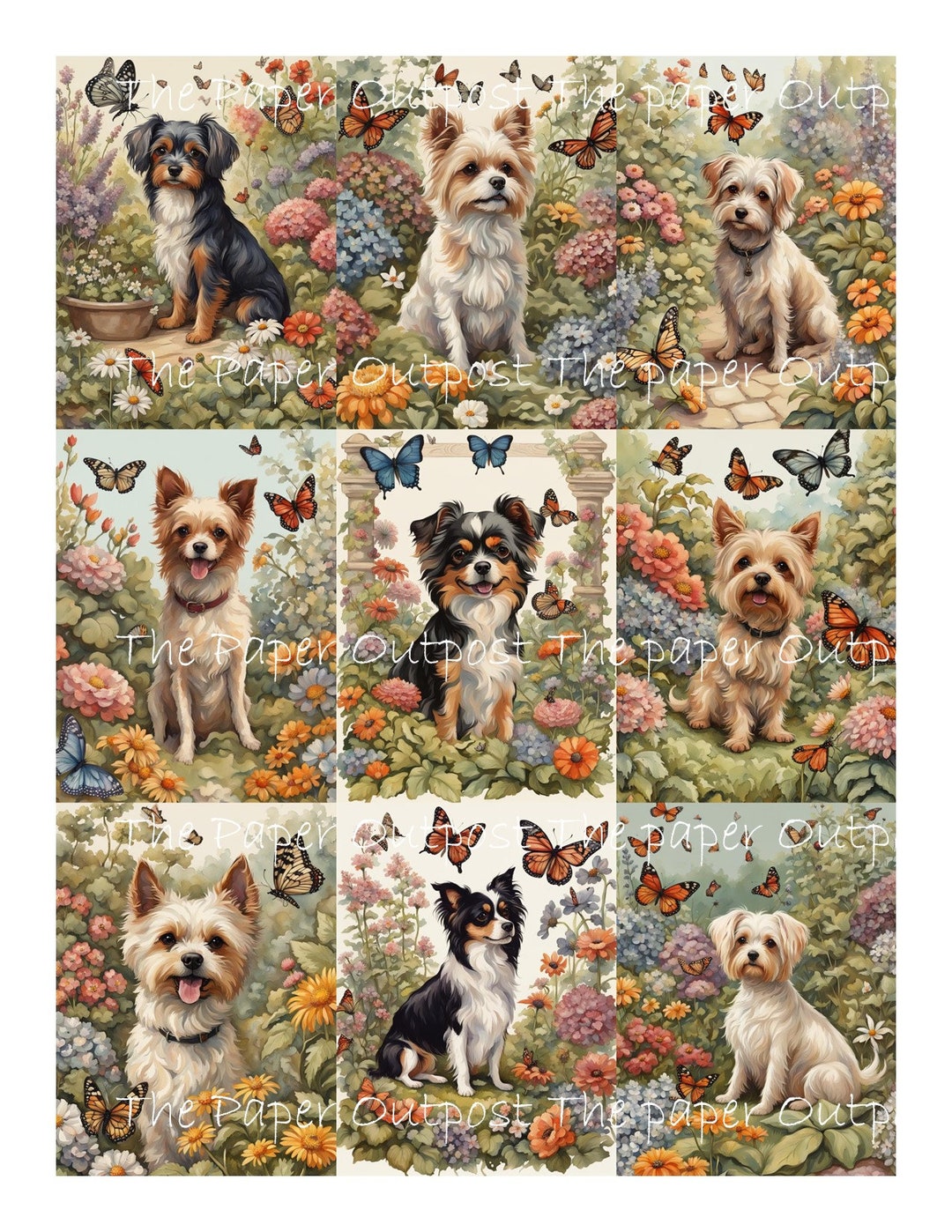 DOG AND BUTTERFLY Digikit Digikit Digital Printable Digital Vintage ...