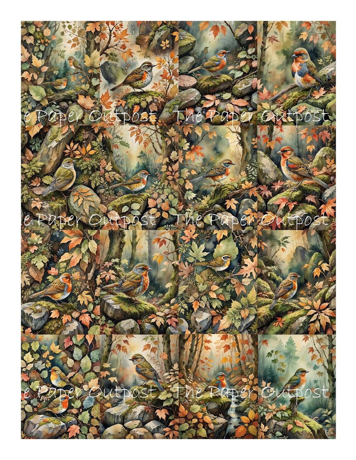 Fall Foliage Bird Printable Images: Autumn Leaves Digikit (digital ...