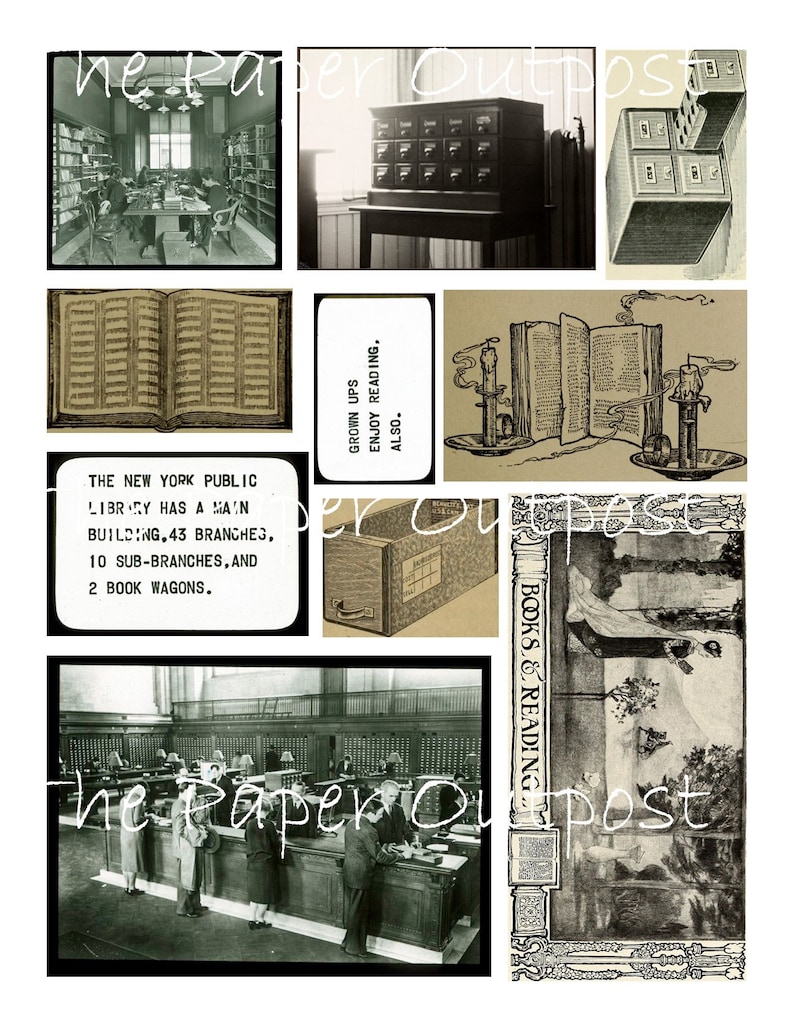 THE OLD LIBRARY Digikit Digital Printable Printables Digikits - Etsy