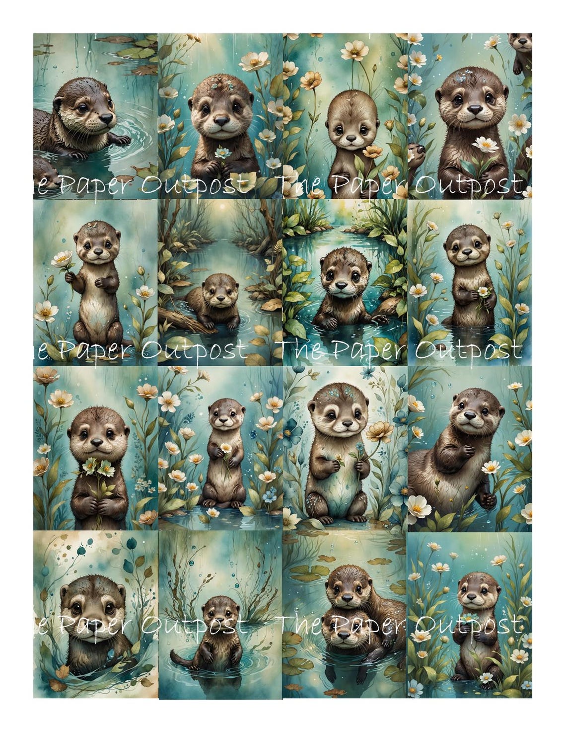 OTTER HAVEN Digikit Digital Printable Digital Otters, Baby Otters, Cute ...