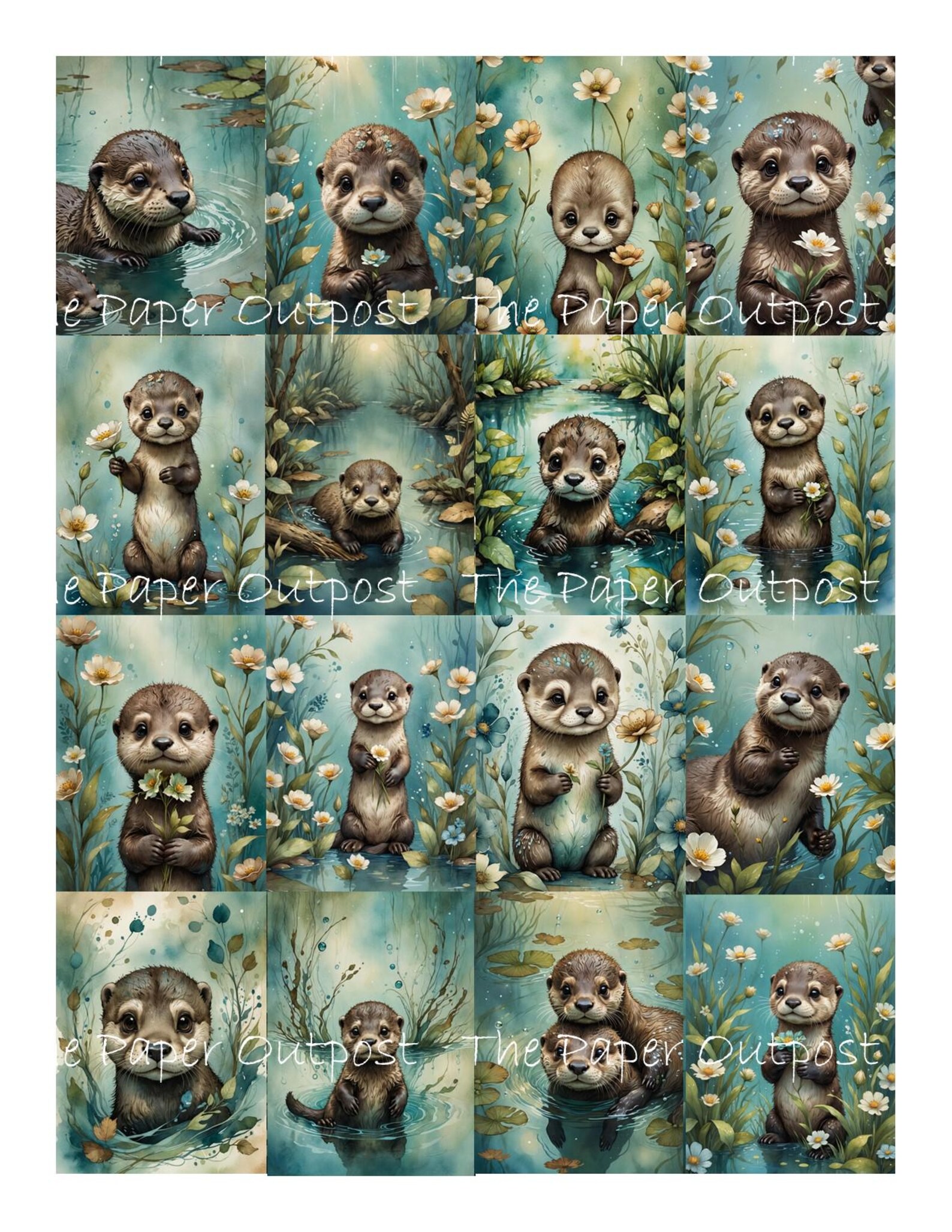 OTTER HAVEN Digikit Digital Printable Digital Otters, Baby Otters, Cute ...