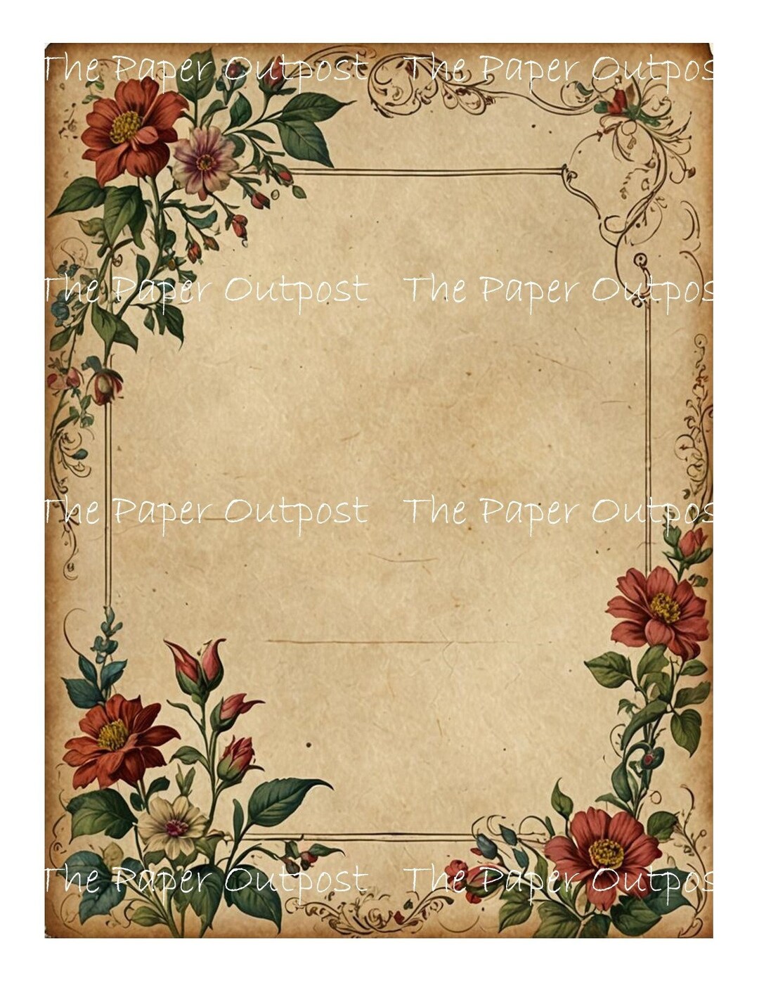 FLOWER WRITING PAPER Digikit Printable Image, Journal Paper, Flower ...