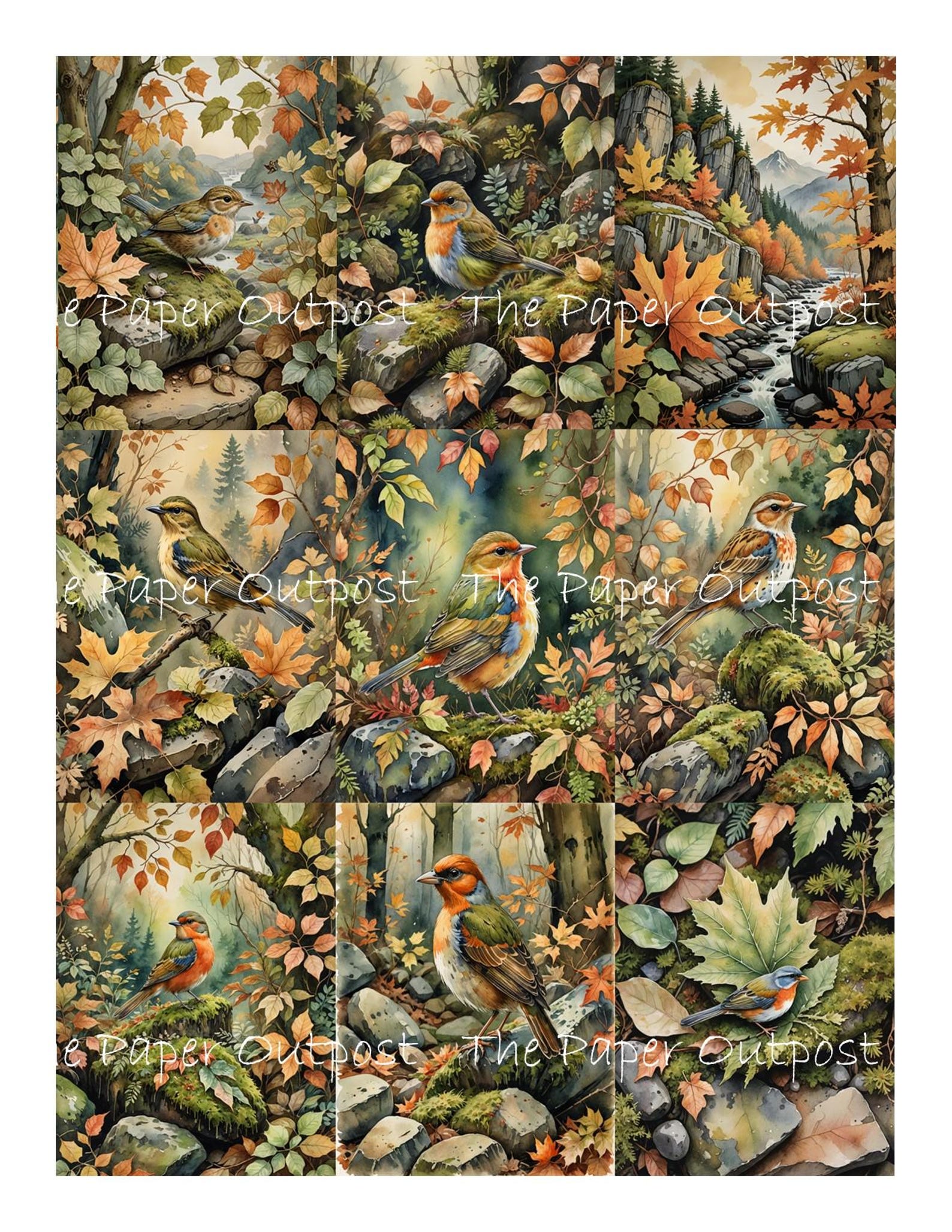 Fall Foliage Bird Printable Images: Autumn Leaves Digikit (digital ...