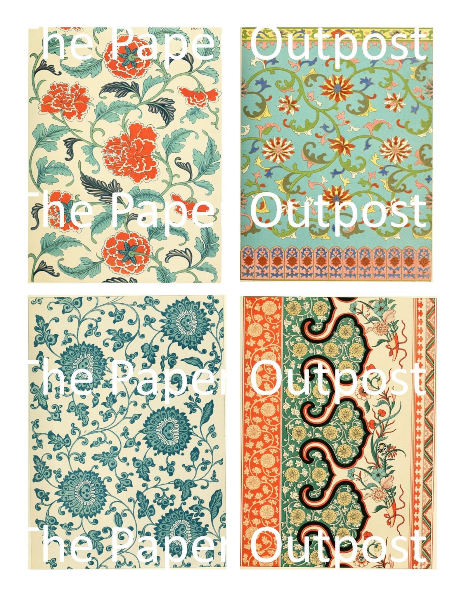 FLORAL MOTIFS Digikit Digital Printable Printables Digikits | Etsy