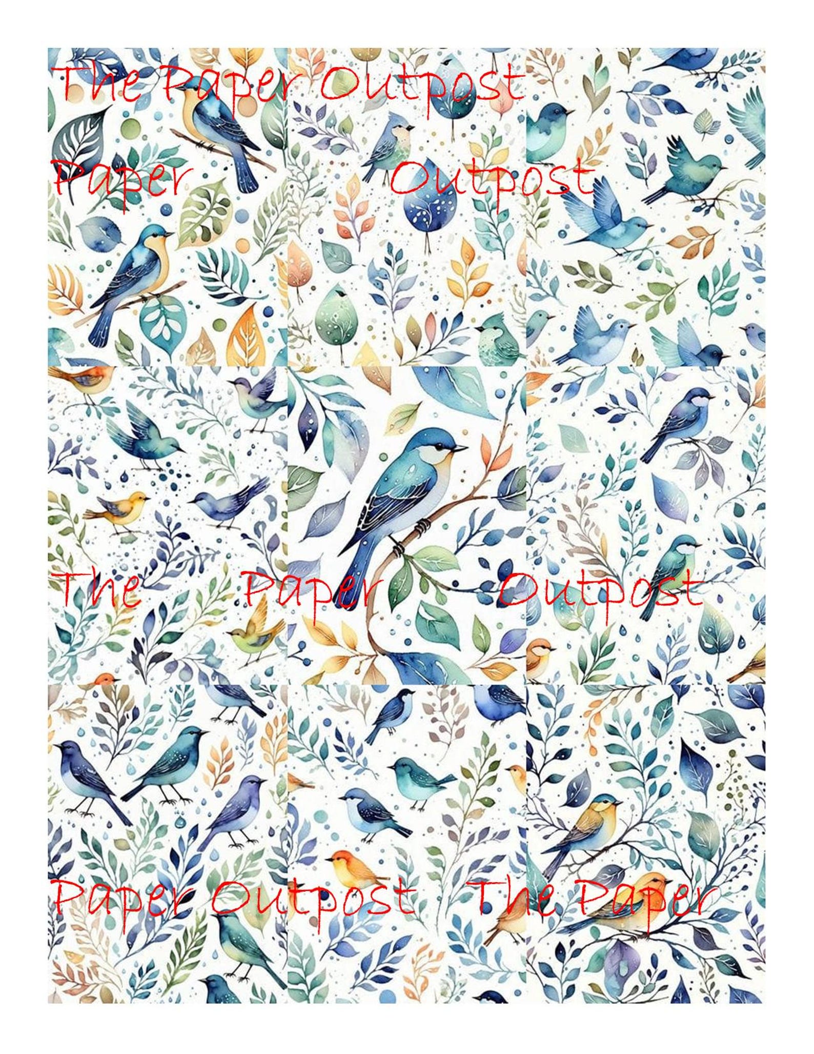 Bird in Rain Digikit, Printable Fantasy Bird, Blue Bird, Green Bird ...