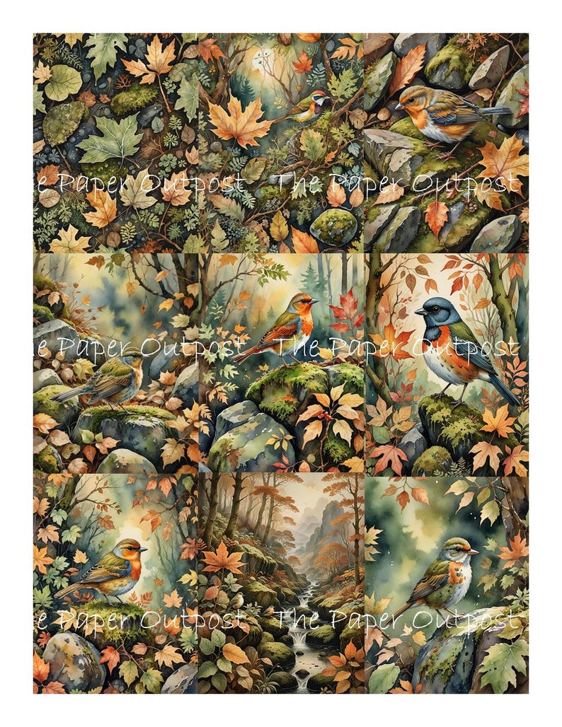 Fall Foliage Bird Printable Images: Autumn Leaves Digikit (digital ...