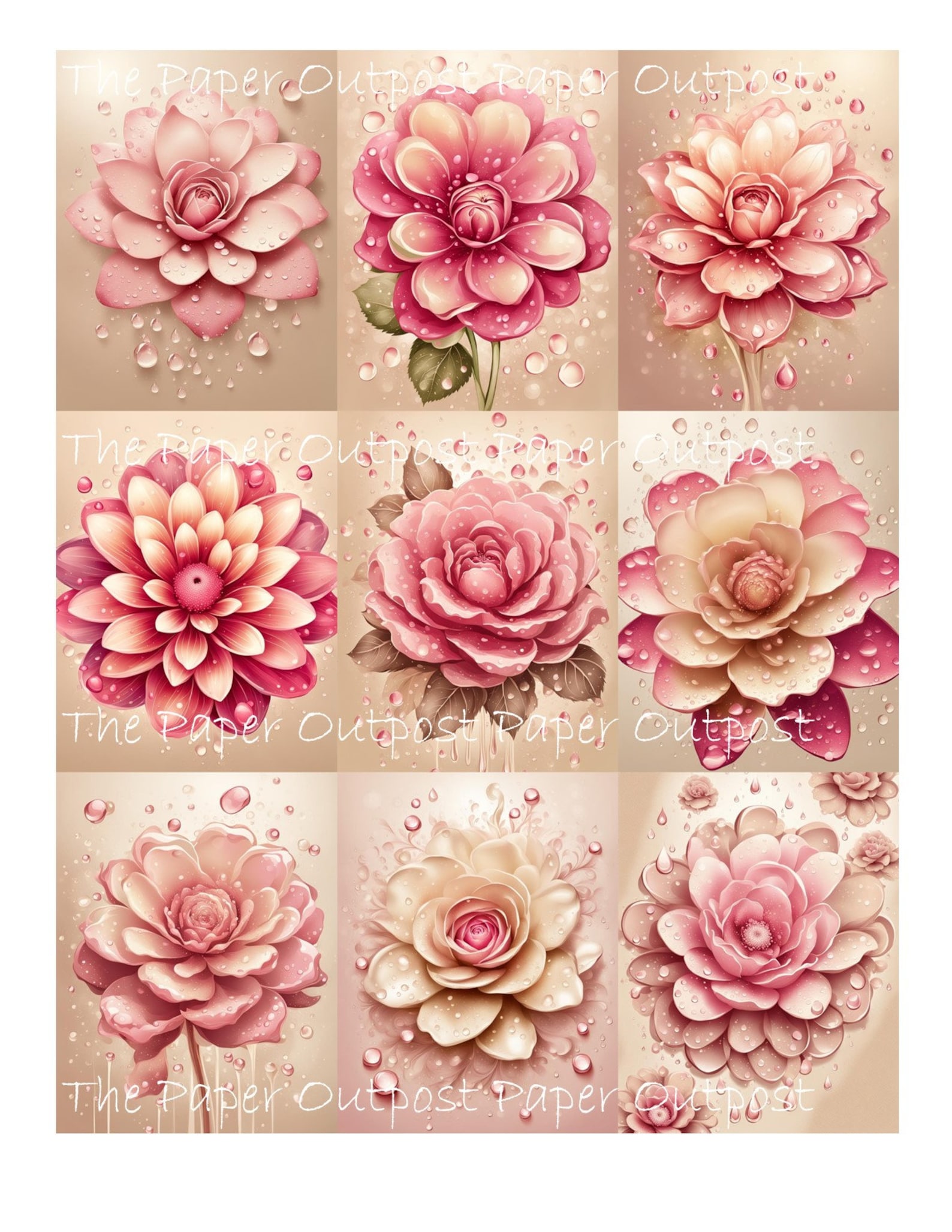 Vintage Pink Flower Digital Kit: Printable Botanical Images (digital ...