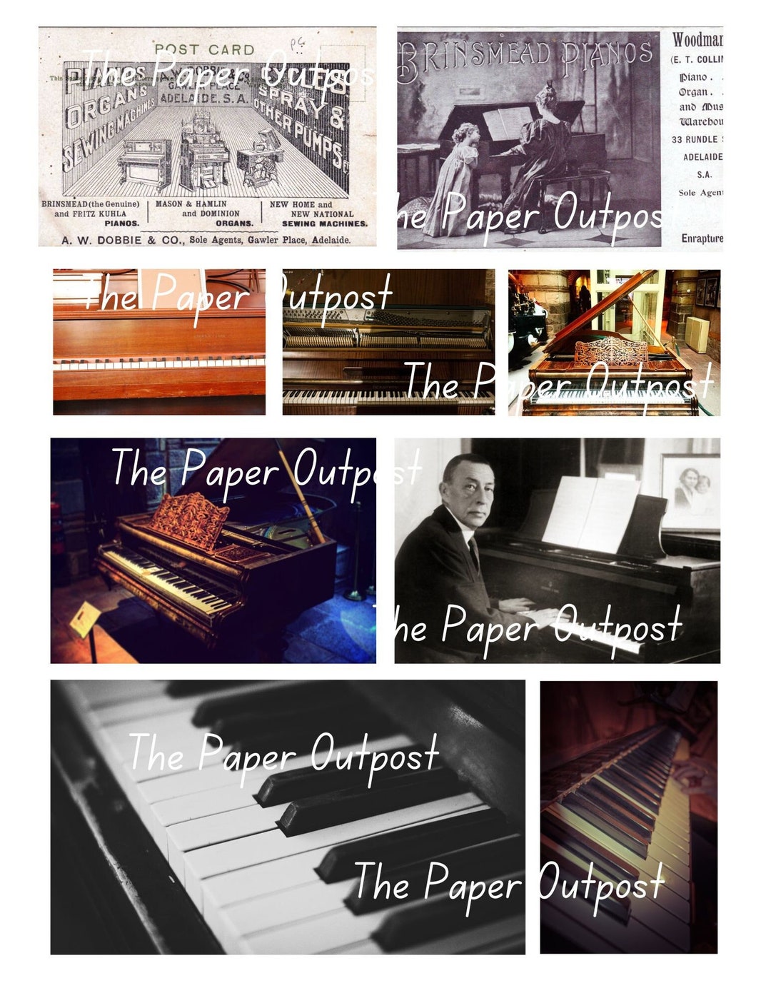 Vintage Piano Images: Printable Digital Collage Kit (digital Download ...