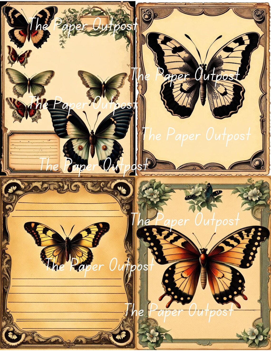 Vintage Butterfly Labels: Printable Digital Collage Kit (digital ...