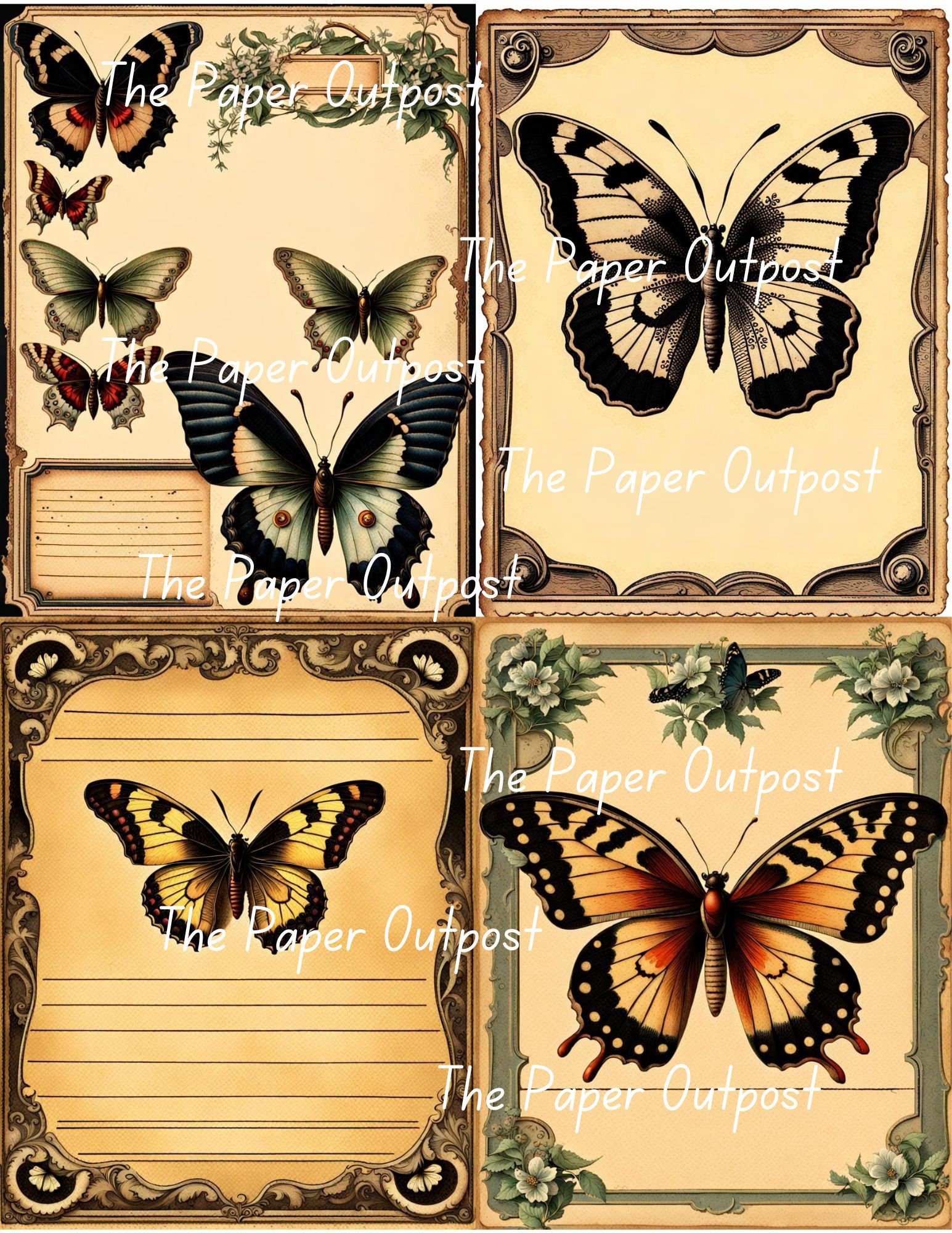 Vintage Butterfly Labels: Printable Digital Collage Kit (digital ...