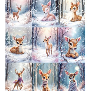 Baby Deer Fawn Digital Kit: Vintage Woodland Prints (digital Download ...