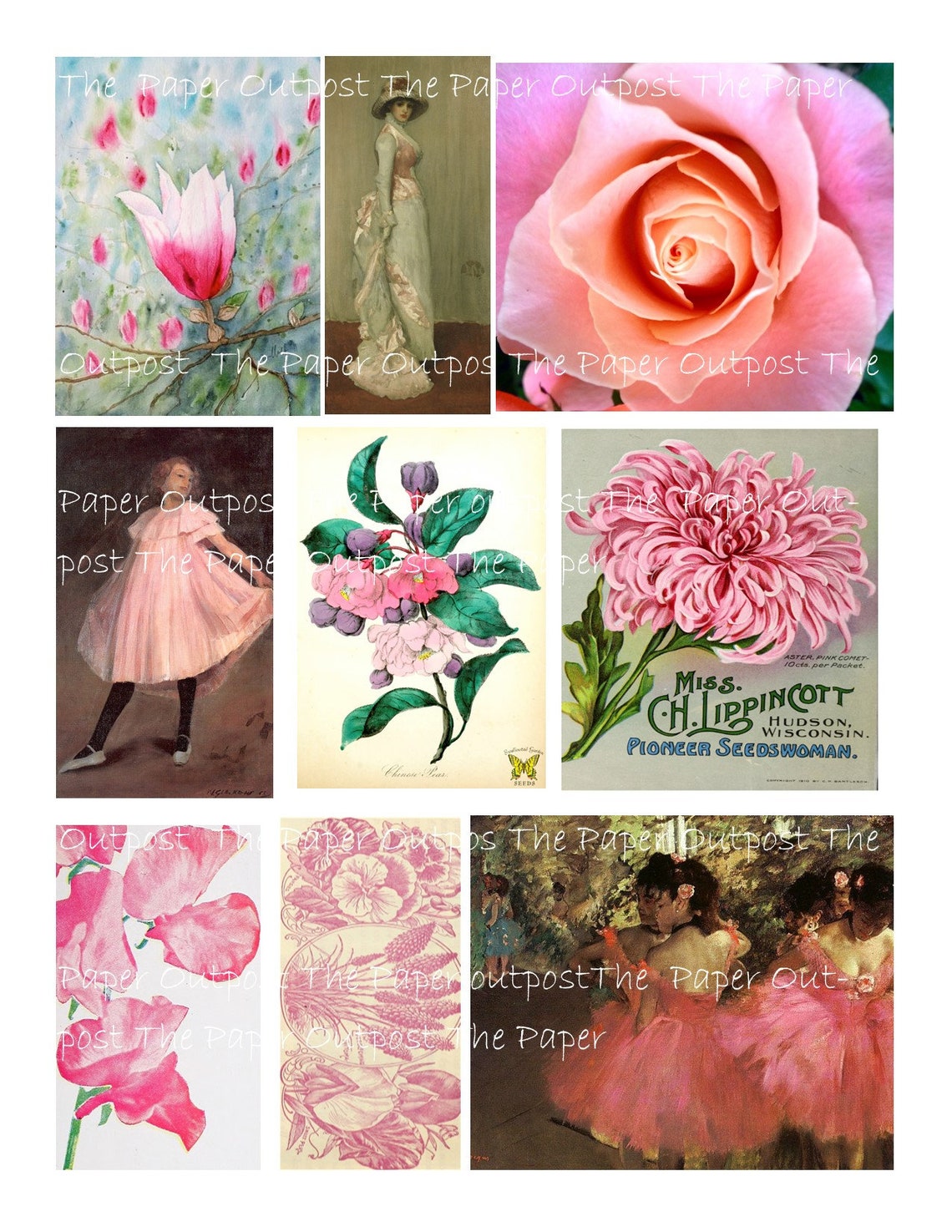 Pink Theme Digikit Digital Printable Images Pretty Pink | Etsy