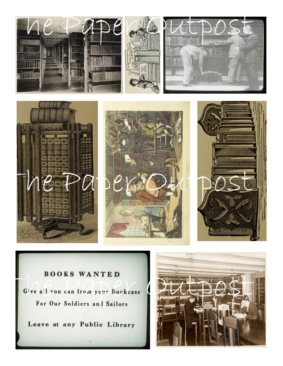 THE OLD LIBRARY Digikit Digital Printable Printables Digikits - Etsy