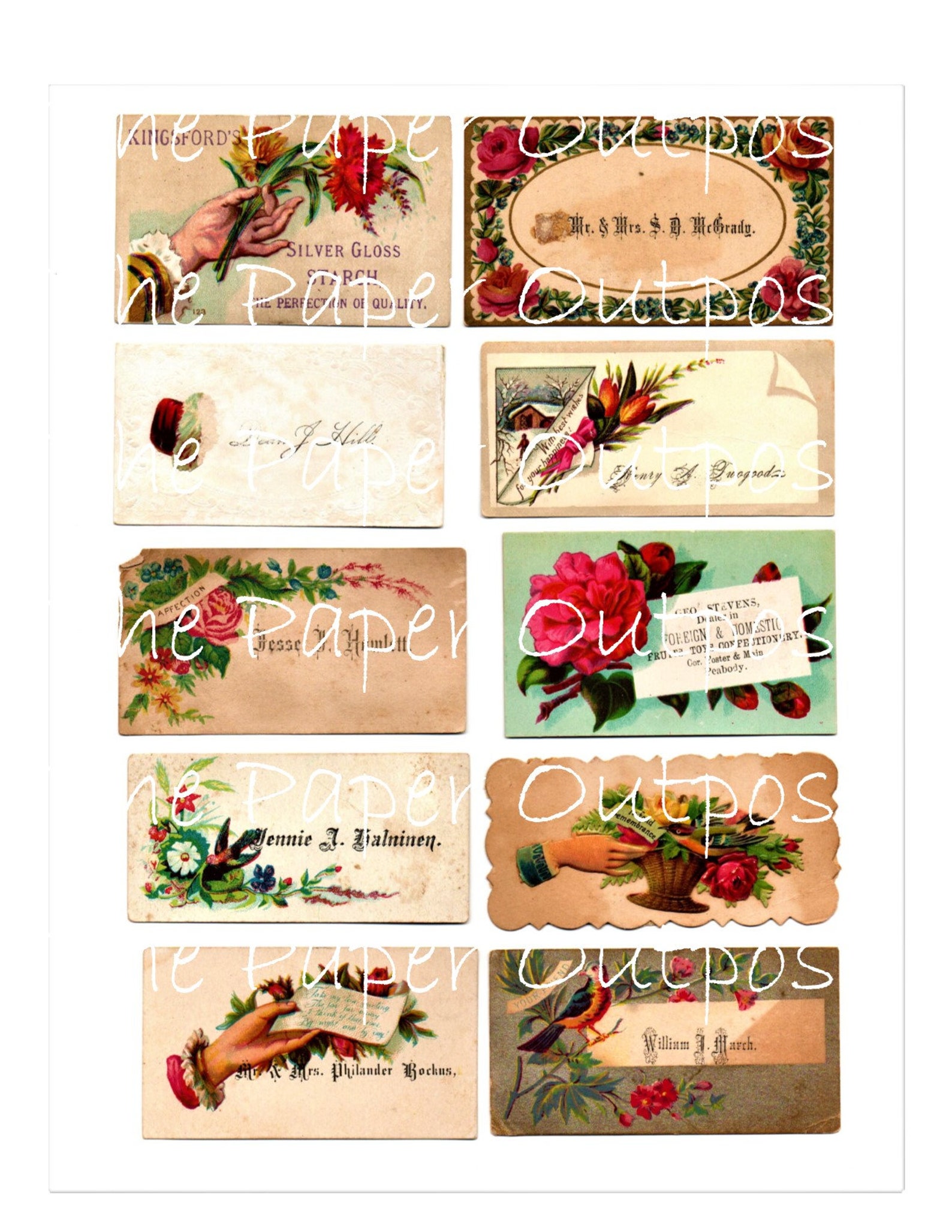 Victorian Calling Cards Digital Printable Kit 50 Cards for - Etsy