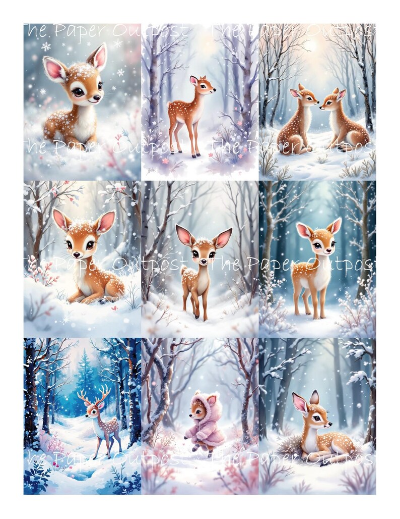 Baby Deer Fawn Digital Kit: Vintage Woodland Prints (digital Download ...