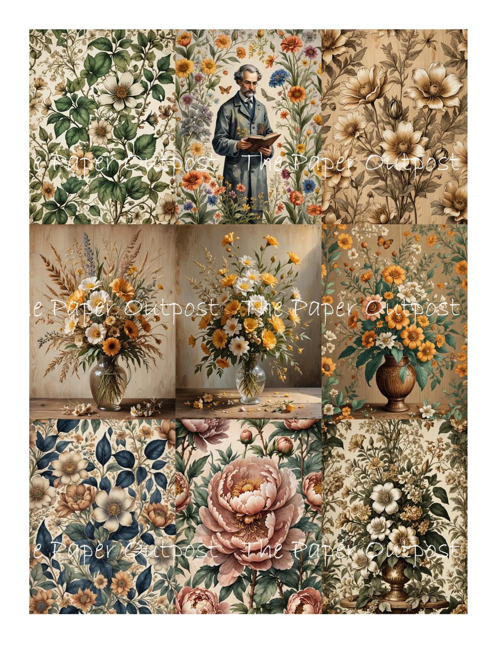 Floral Digital Paper: Flowers Galore Printable Collage Sheets (digital ...